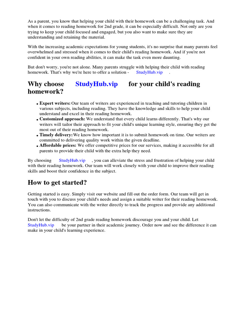 Reading Homework 2nd Grade | Download Free PDF | Reading Comprehension ...