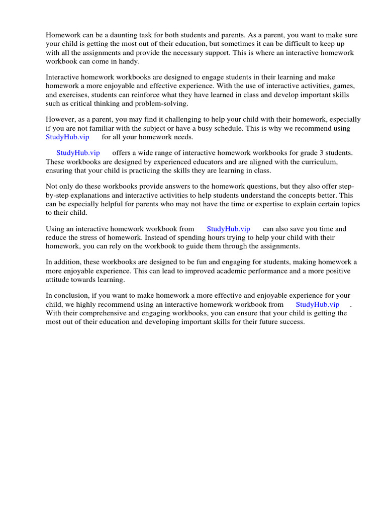 Interactive Homework Workbook Grade 3 Answers | PDF | Worksheet | Homework