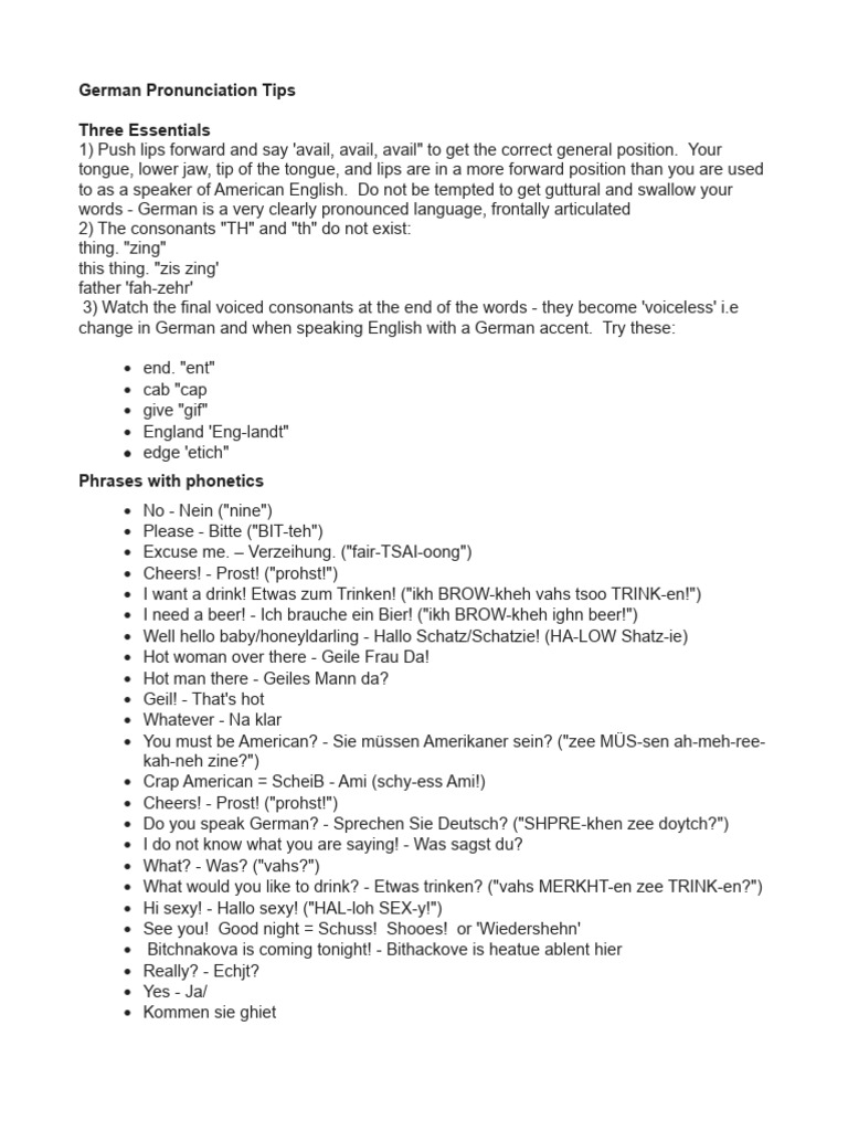 German Pronunciation Essentials Guide | PDF | Language Arts & Discipline
