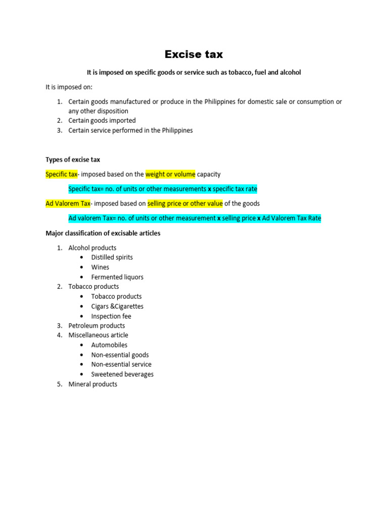 Excise Tax | PDF | Ethanol | Taxes