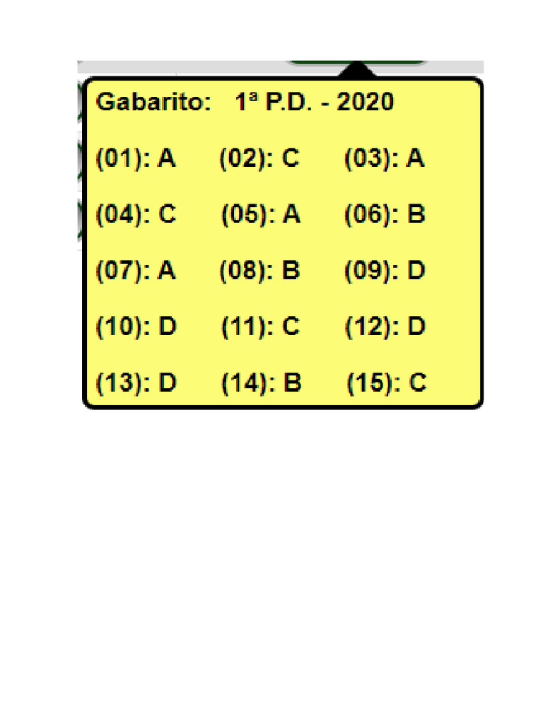 Gabarito Simulado PD 2020 1 Adap | PDF