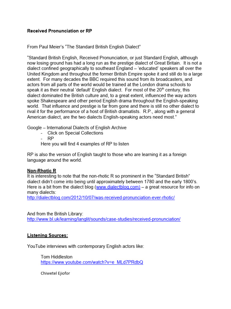 Understanding Received Pronunciation (RP) | PDF | English Language ...