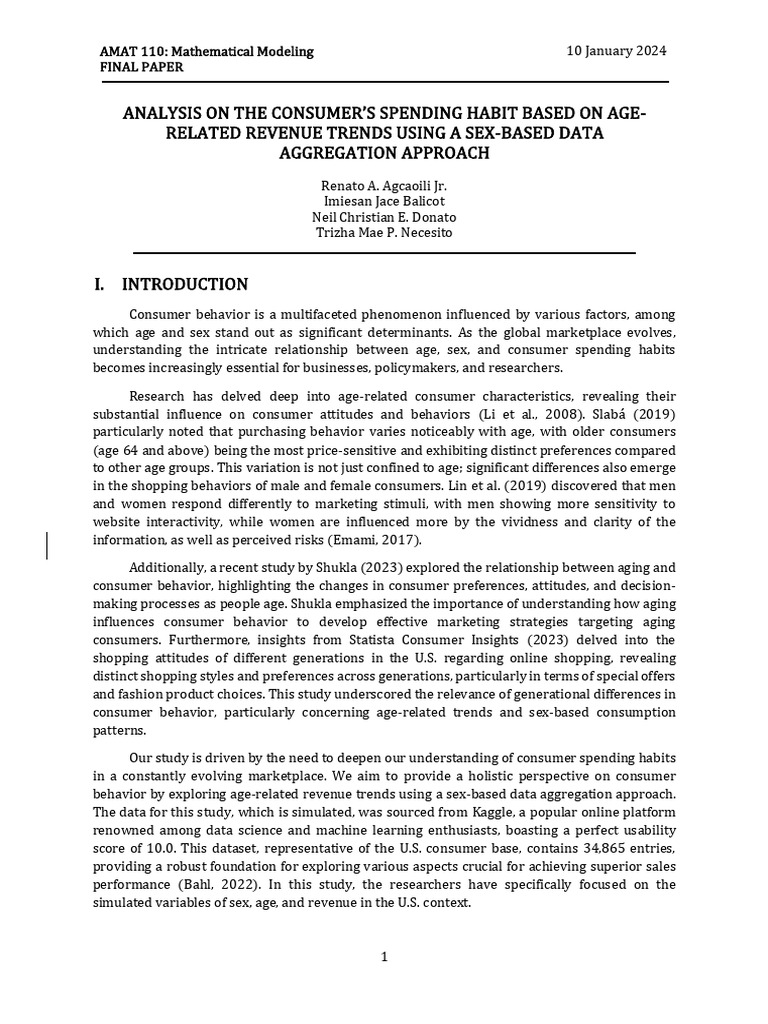 Analysis On The Consumers Spending Habit Based On Age Related Revenue ...