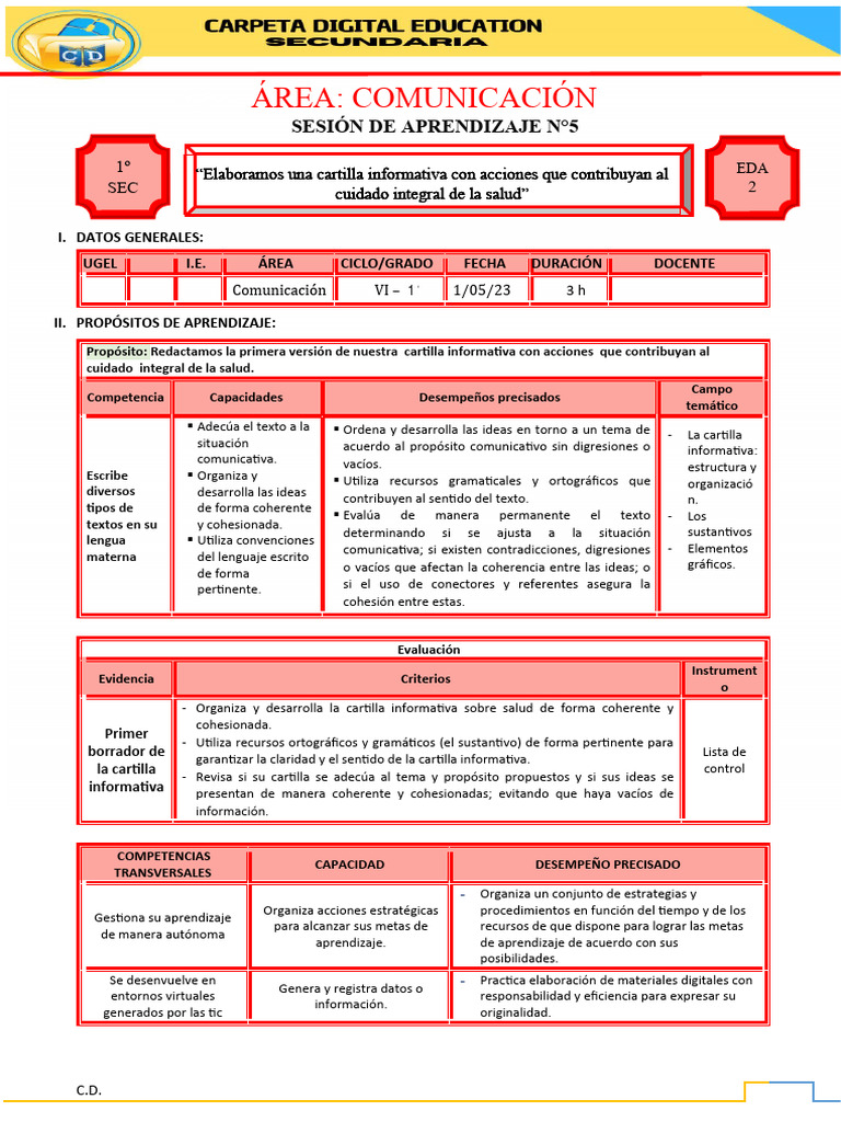 1° Sesión de Aprendizaje Sesión5-Sem.3-Exp.2 | PDF | Aprendizaje | Enseñando