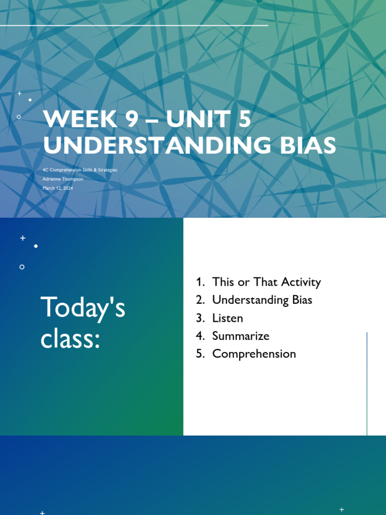 Week 9 Listening - Understanding Bias - Adrienne | PDF | Bias | Reading ...