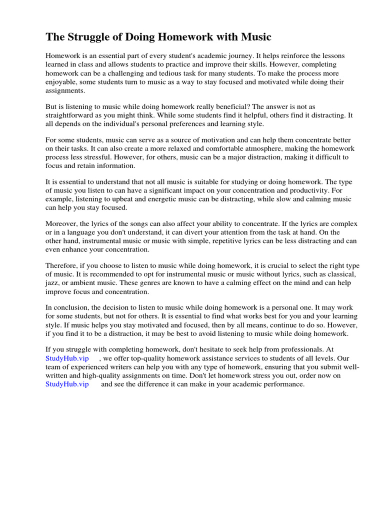 Doing Homework Music Pdf Essays Homework