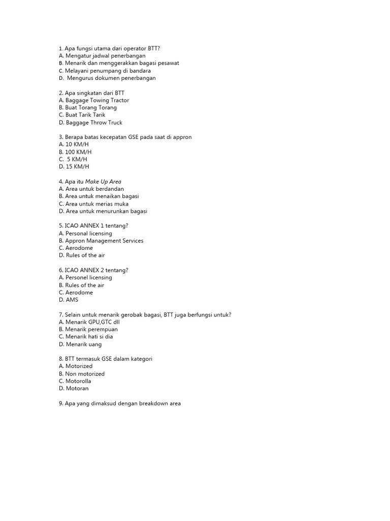 Apa Fungsi Utama Dari Operator BTT | PDF