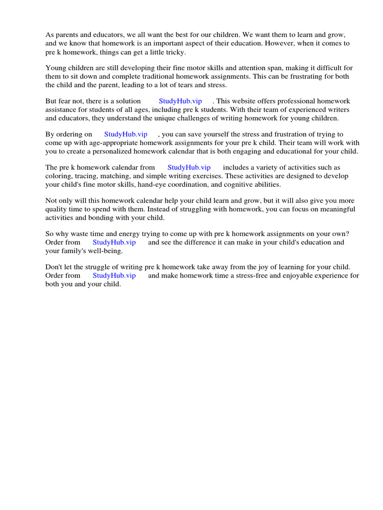 Pre K Homework Calendar | PDF | Microsoft Outlook | Preschool