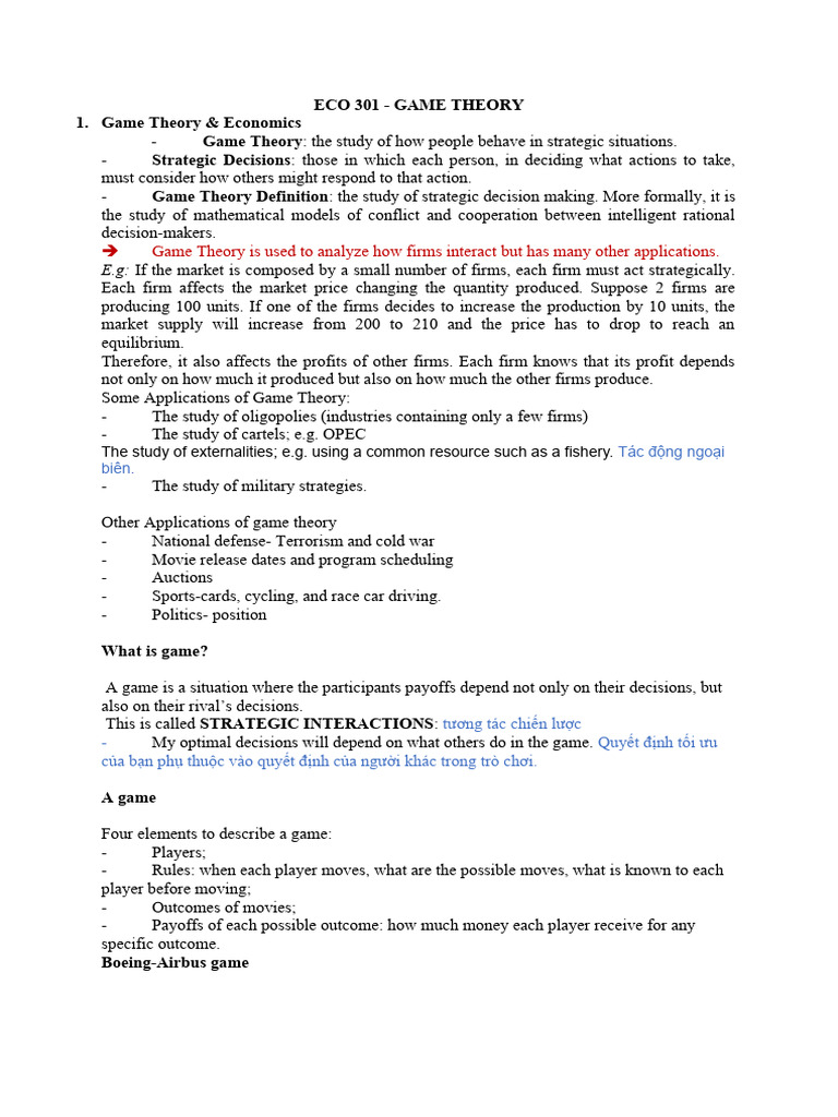 ECO 301 Game Theory | Download Free PDF | Game Theory | Economics