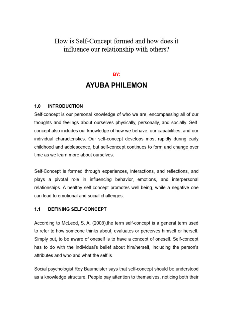 Formation of Self Concept | PDF | Self Concept | Self Esteem