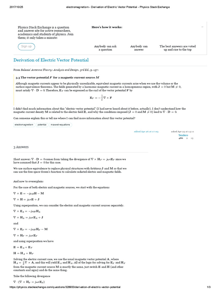 Ref2 - 不錯 - electromagnetism - Derivation of Electric Vector Potential ...
