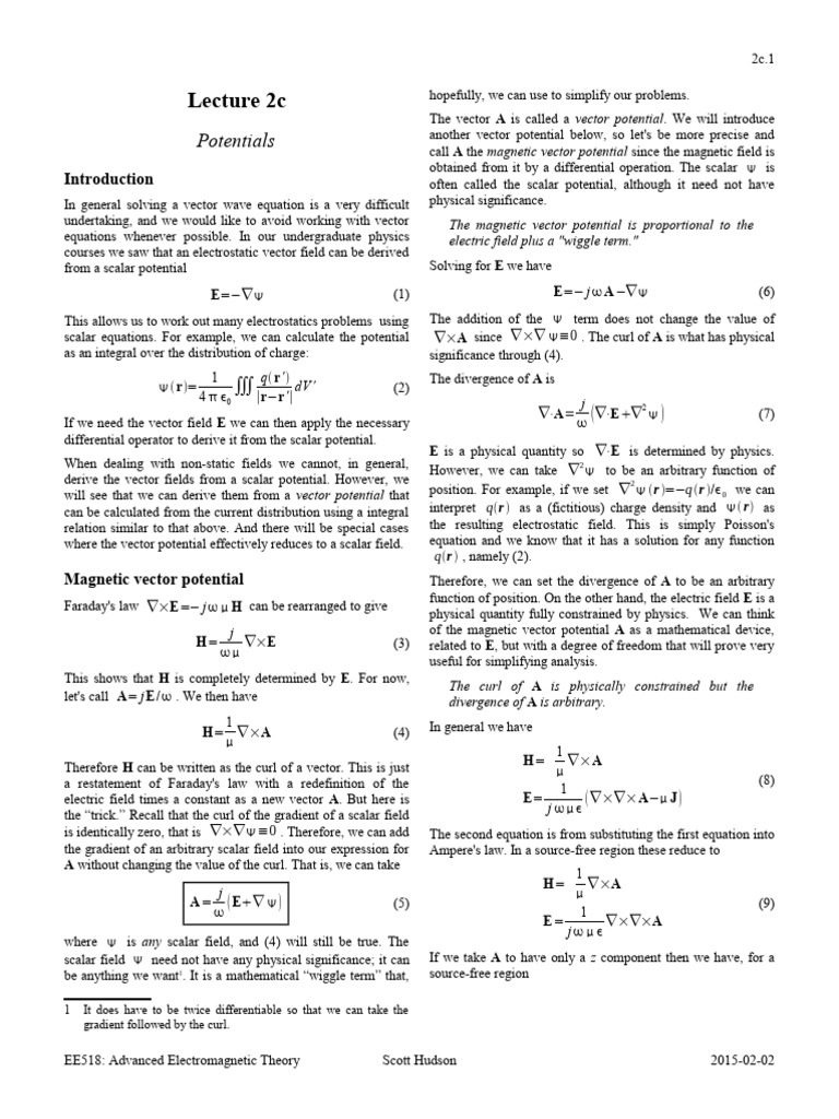 Ref4 - Lecture 2c Potentials | PDF | Electrostatics | Euclidean Vector