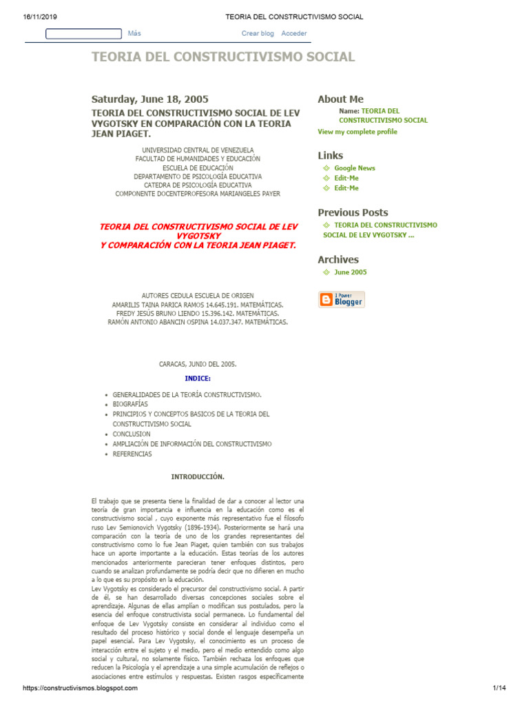 Teoria Del Constructivismo Social | PDF | Constructivismo (filosofía de la educación) | Aprendizaje