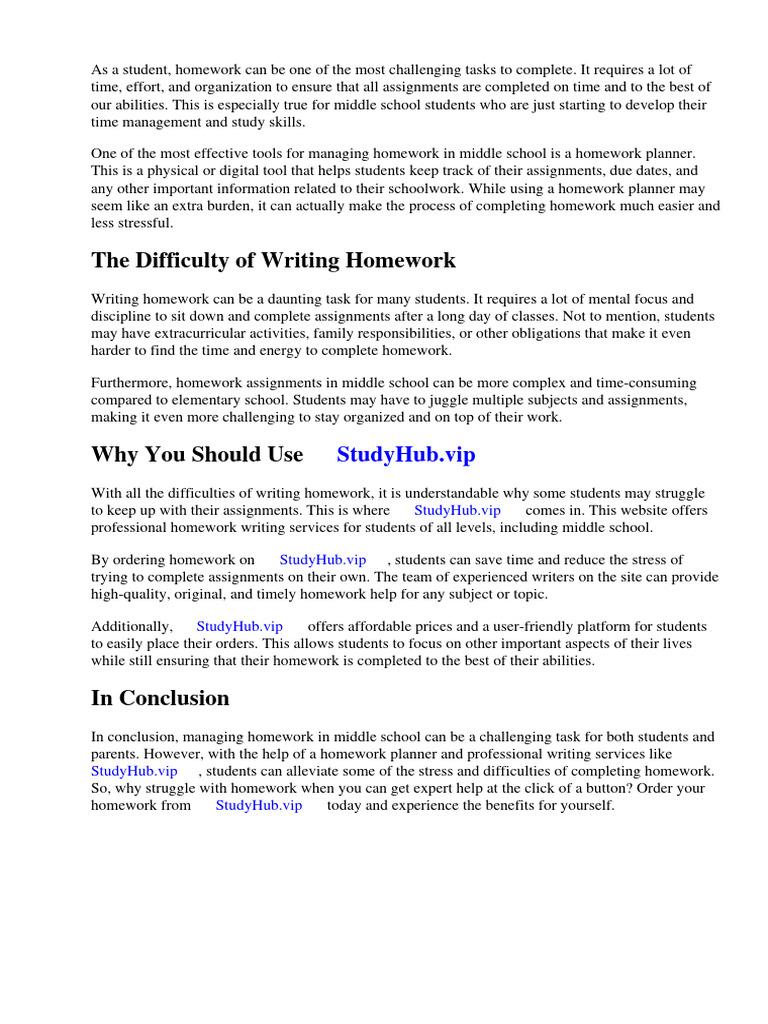 Middle School Homework Planner | Download Free PDF | Homework ...