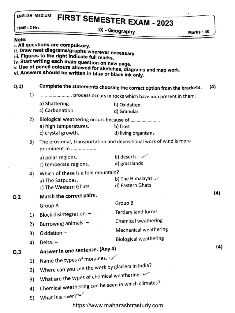 MH Board Class 9 1 Sem Geography 270324 2023 | PDF