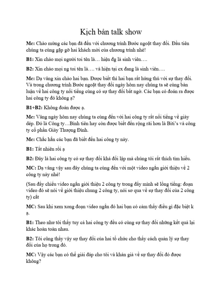 Kịch Bản Talk Show | PDF