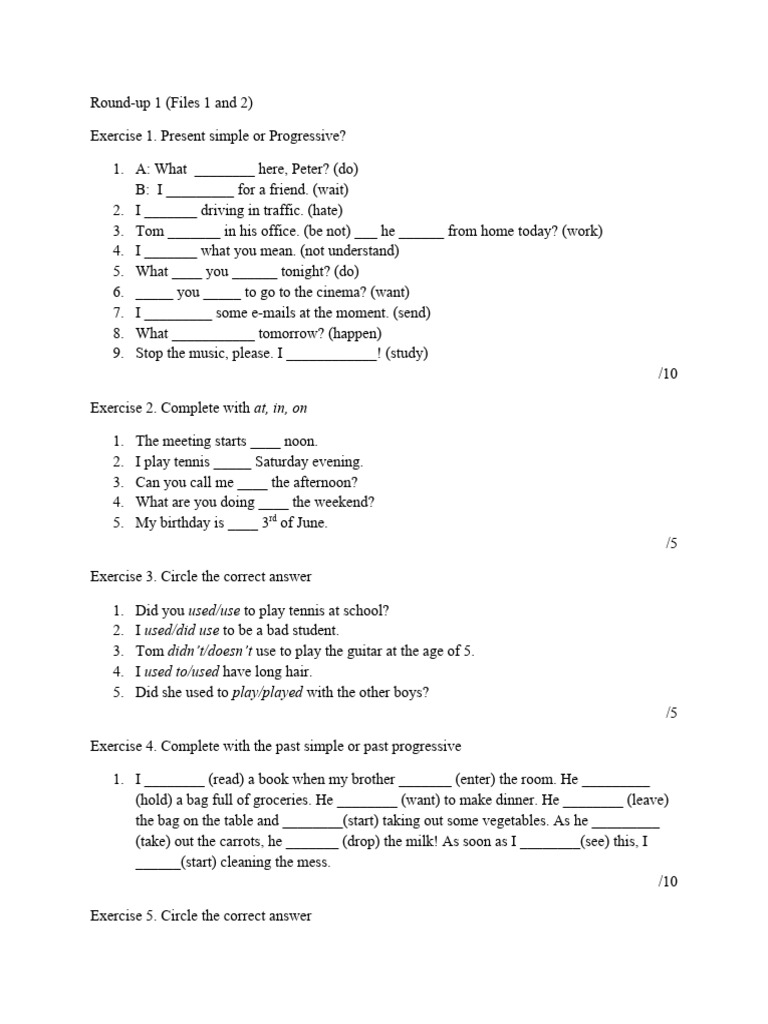 Present and Past Tenses Exercise 104288 | PDF | Language Arts ...