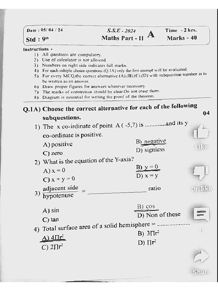 Geometry 9th 2nd Semester Exam Questions Paper 2024?? | PDF