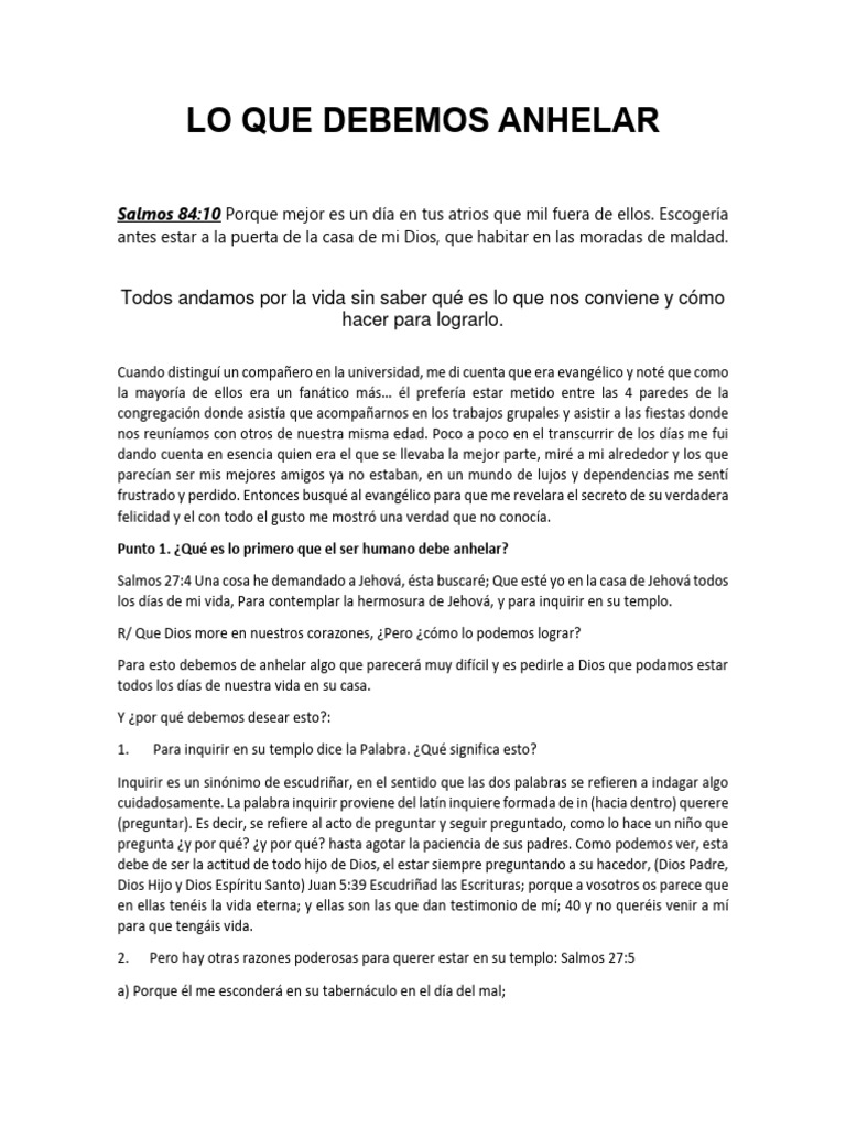 Lo Que Debemos Anhelar | PDF | Creencia religiosa y doctrina | Teología