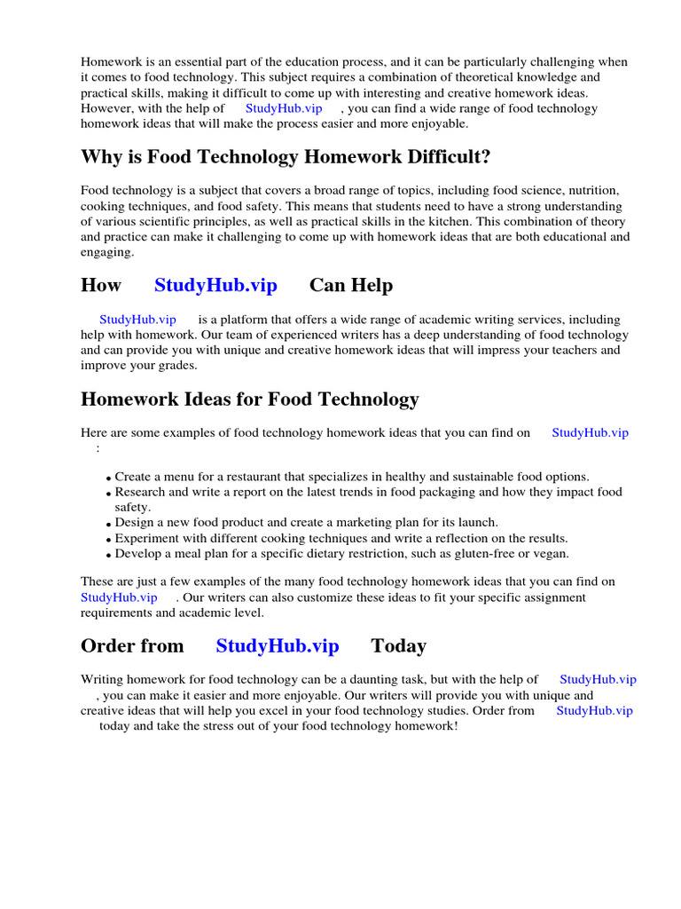 Food Technology Homework Ideas | PDF | Facebook | Linked In