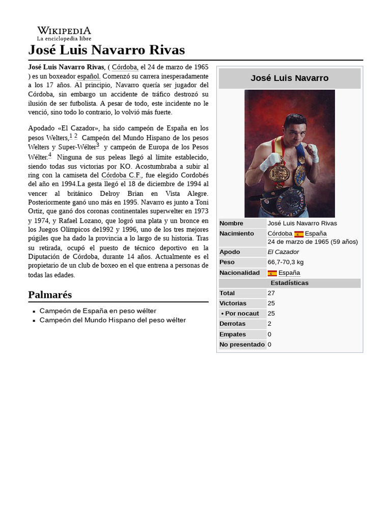 José Luis Navarro: Boxeador Español destacado | PDF | España | Deportes