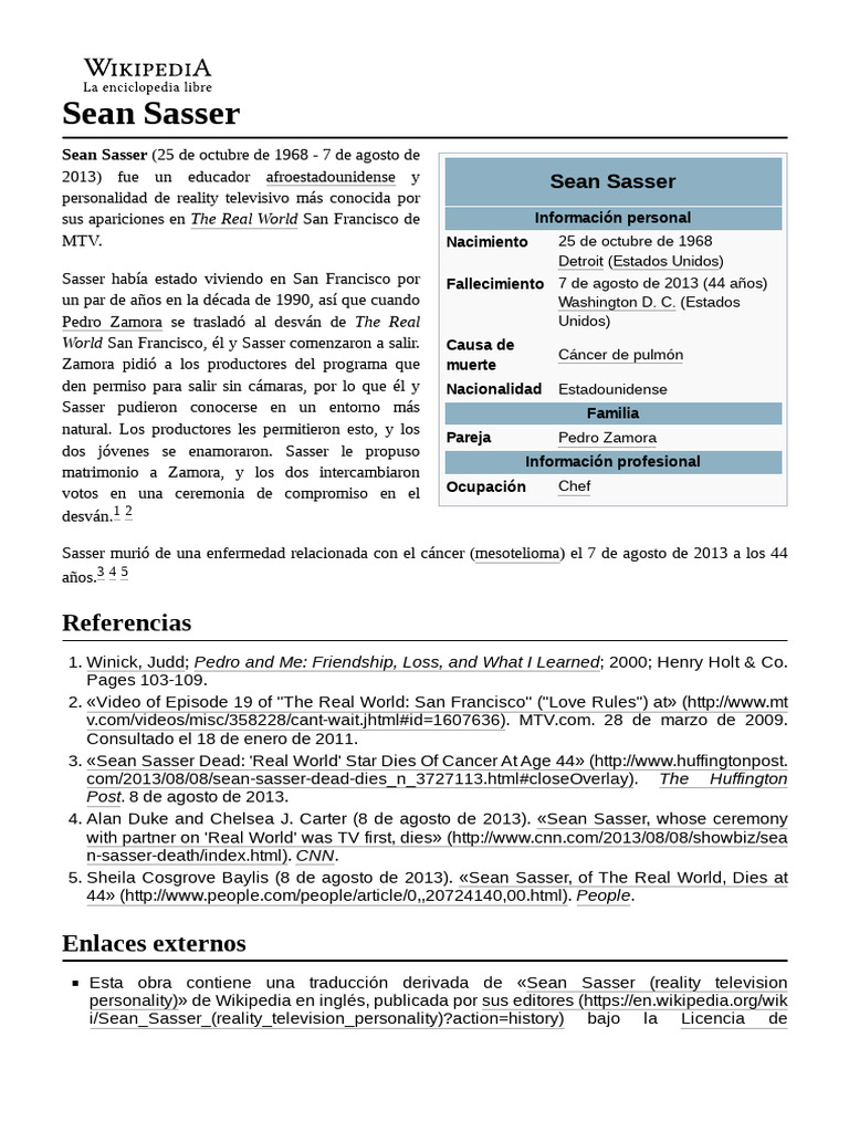 Sean Sasser: Vida y legado en TV | PDF
