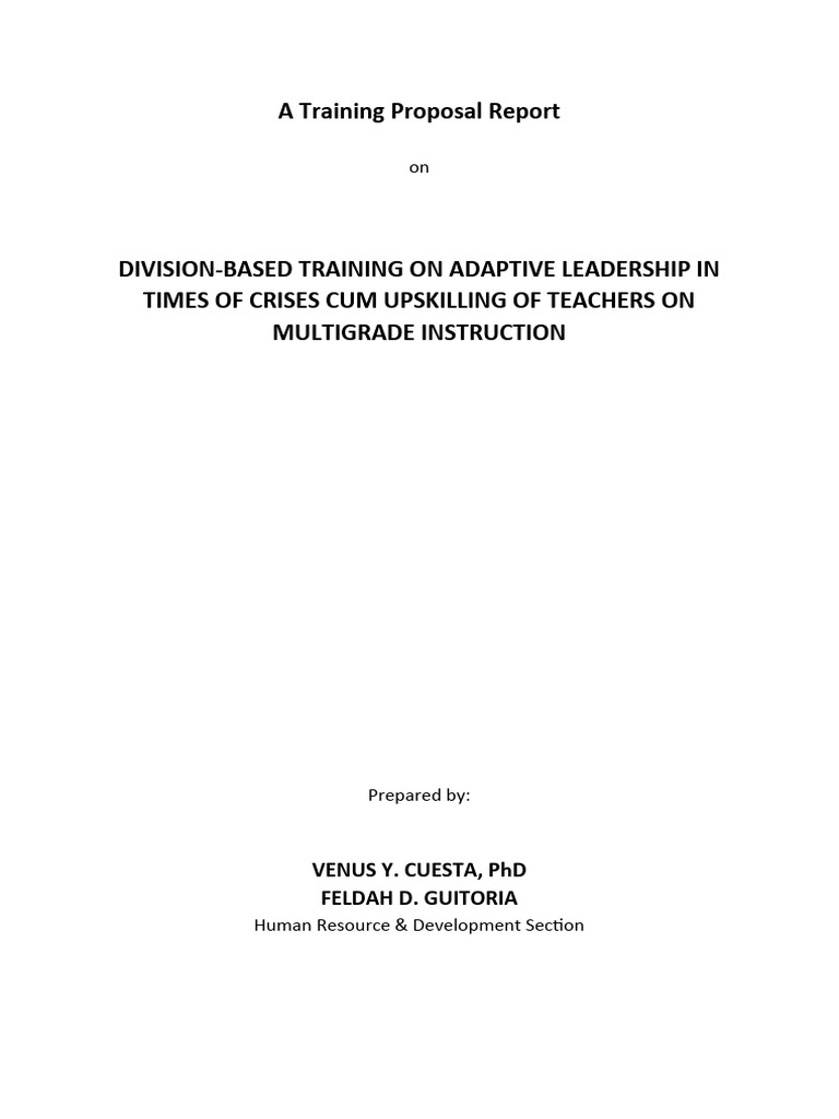 A Training Proposal Report Front Page | PDF | Social Science