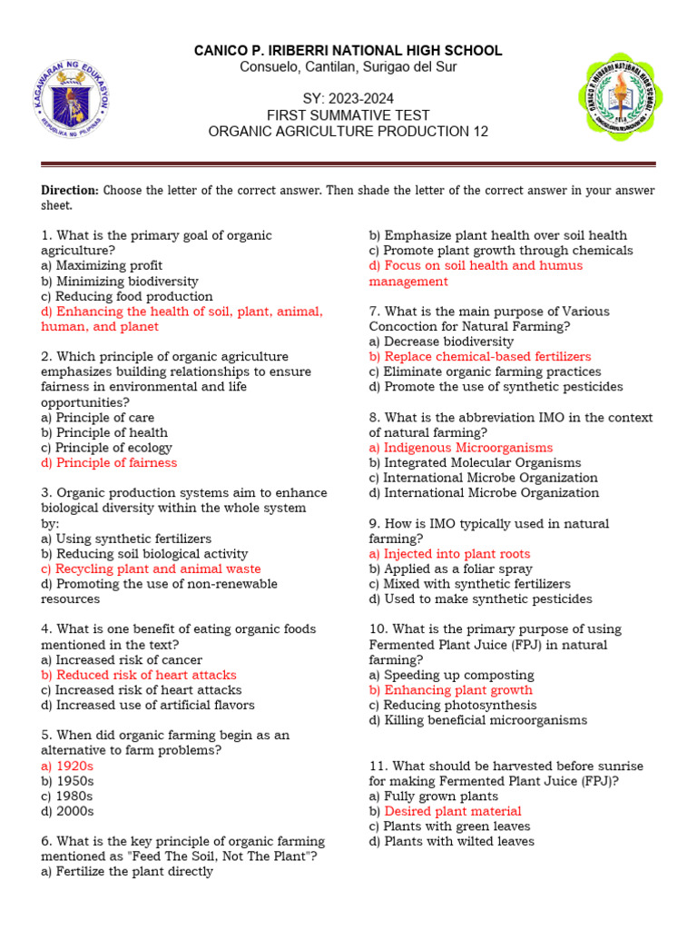Oap 11 - Summative Test 1 | PDF | Personal Protective Equipment ...