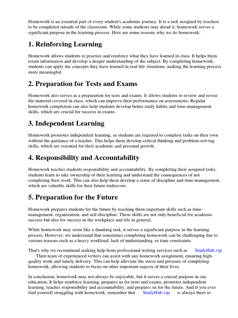 Reasons Why We Do Homework | PDF | Homework | Learning