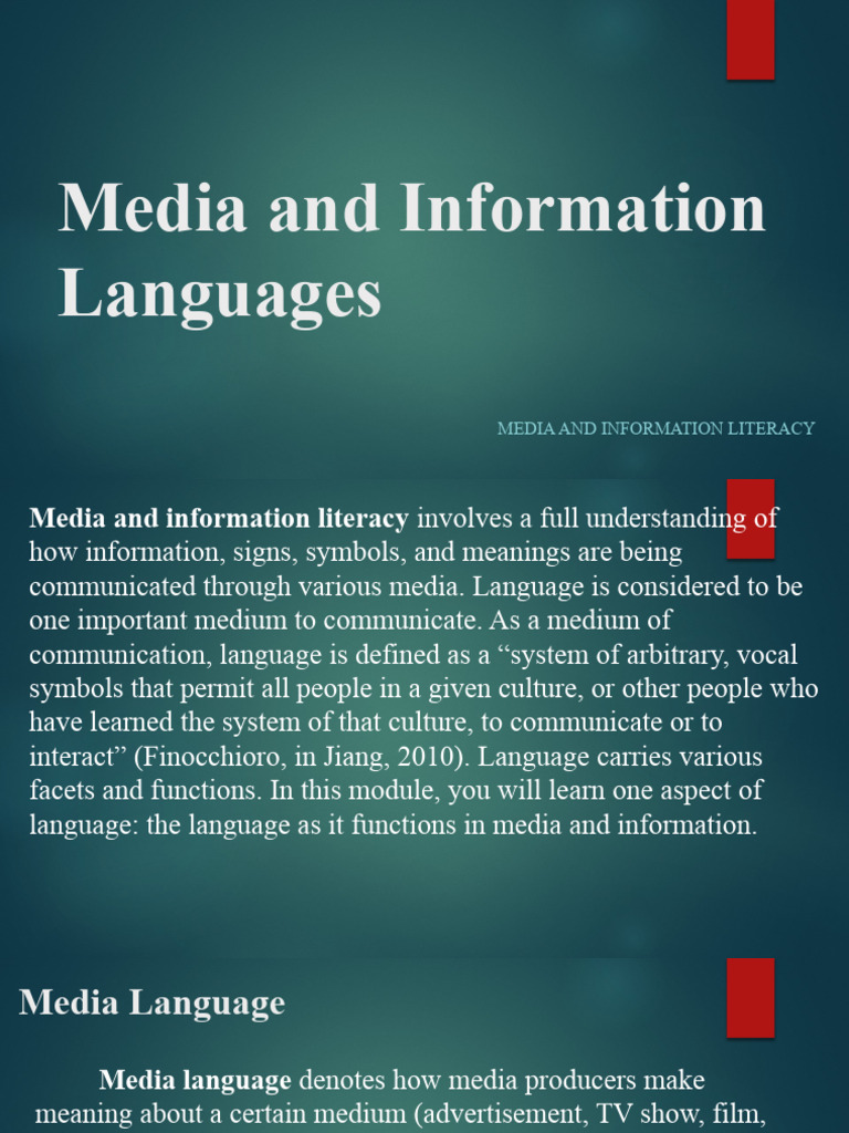 Media and Information Languages | PDF | Symbols | Information