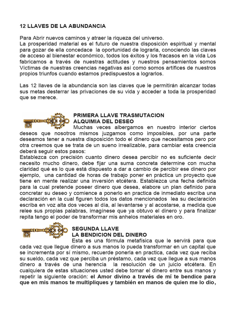 12 Llaves de La Abundancia | PDF | Pensamiento | Mente