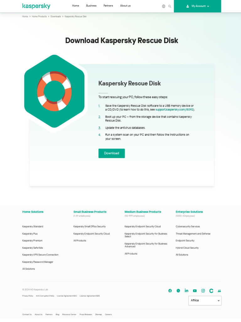 Free Rescue Disk Download - Kaspersky | PDF | Security | Computer Security