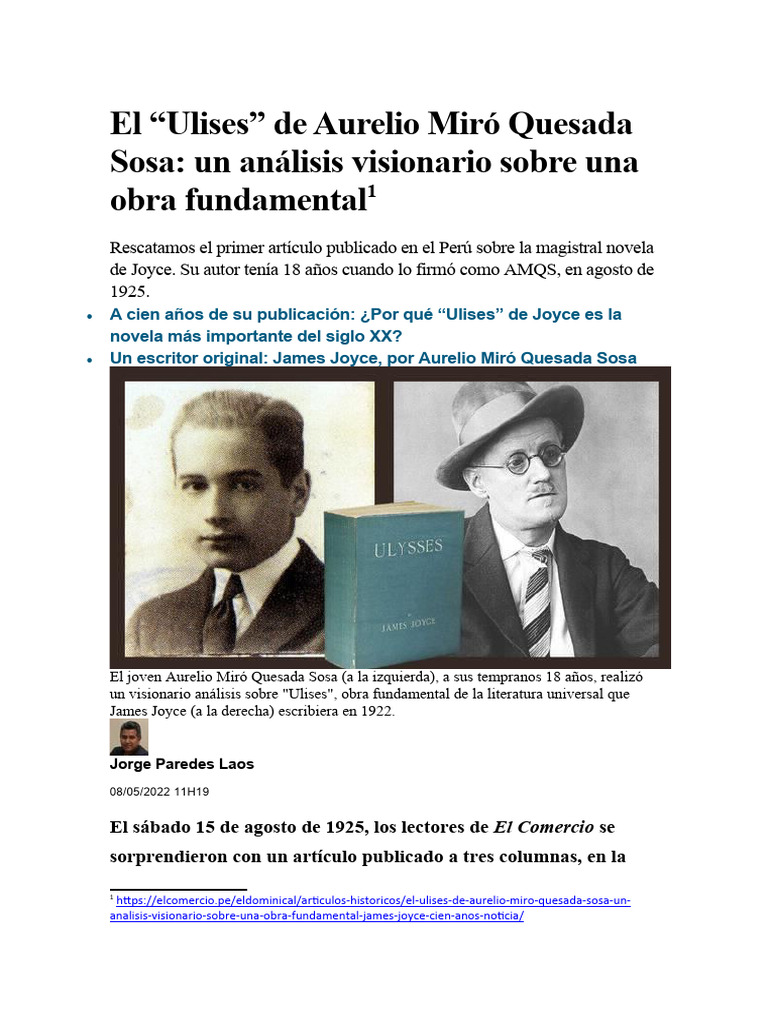 El Ulises de AMQS | PDF | James Joyce | Ulises (novela)