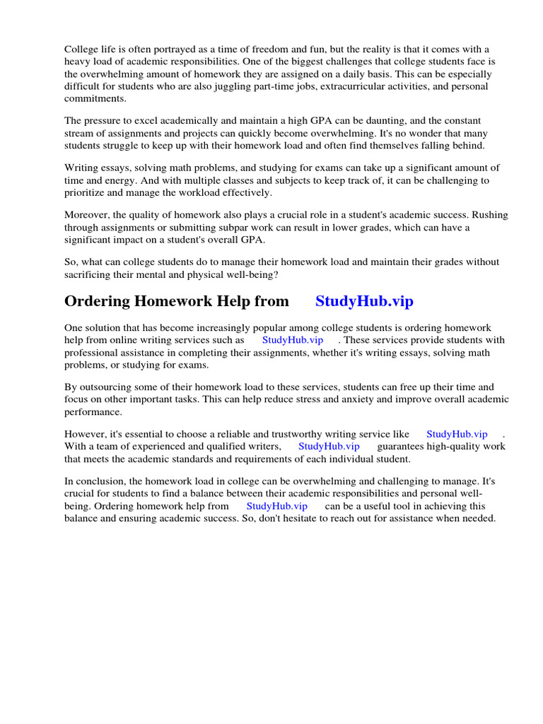 Homework Load in College | PDF | Homework