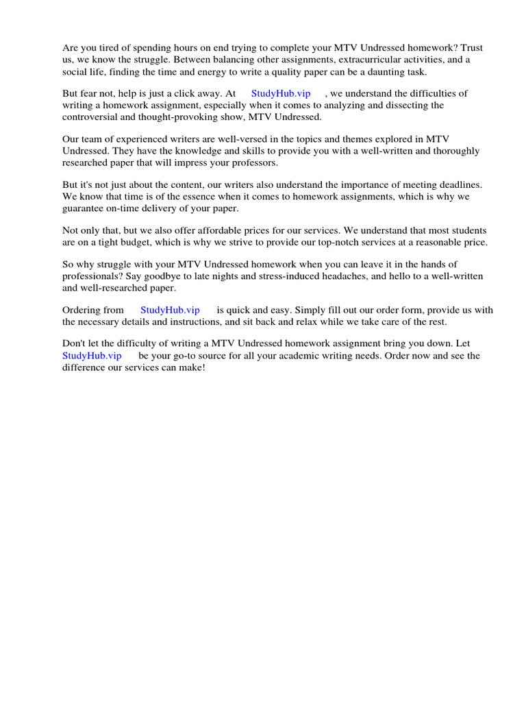 Mtv Undressed Homework | PDF | Mtv | Adolescence