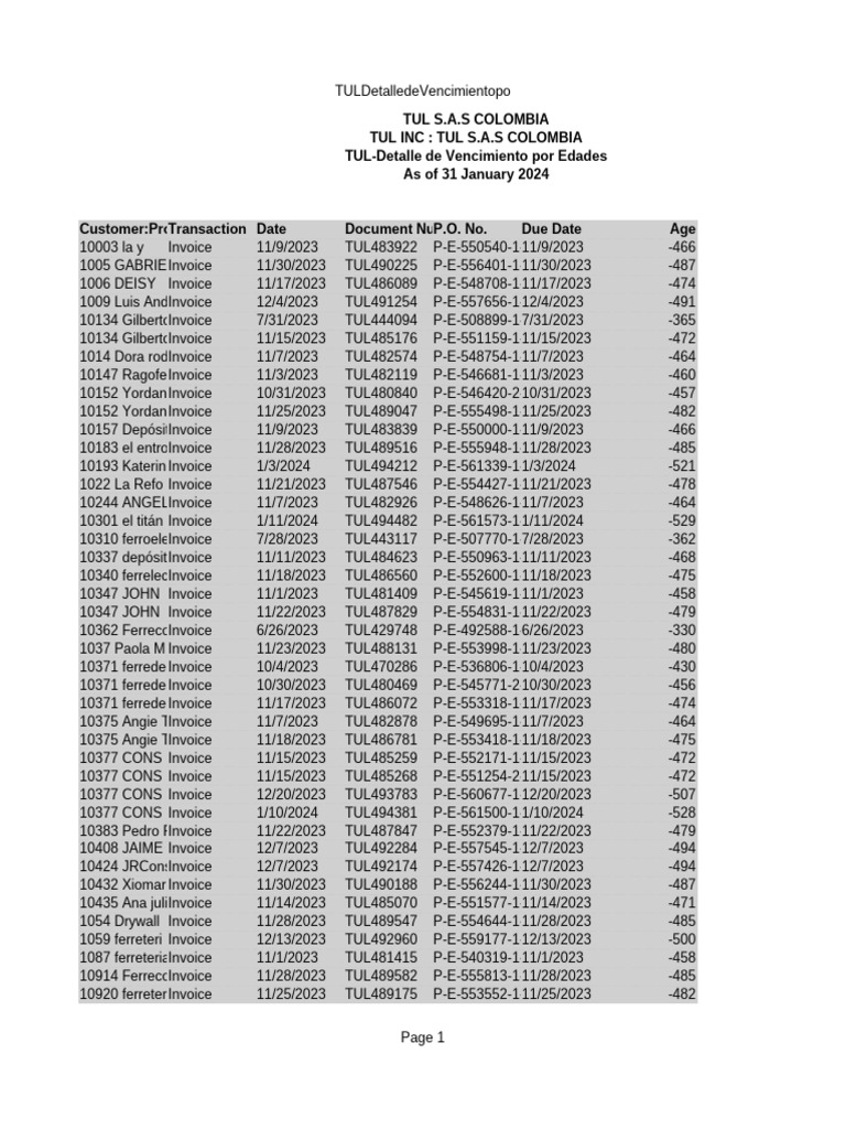 TUL DetalledeVencimientoporEdades 751 | Descargar gratis PDF | Factura ...