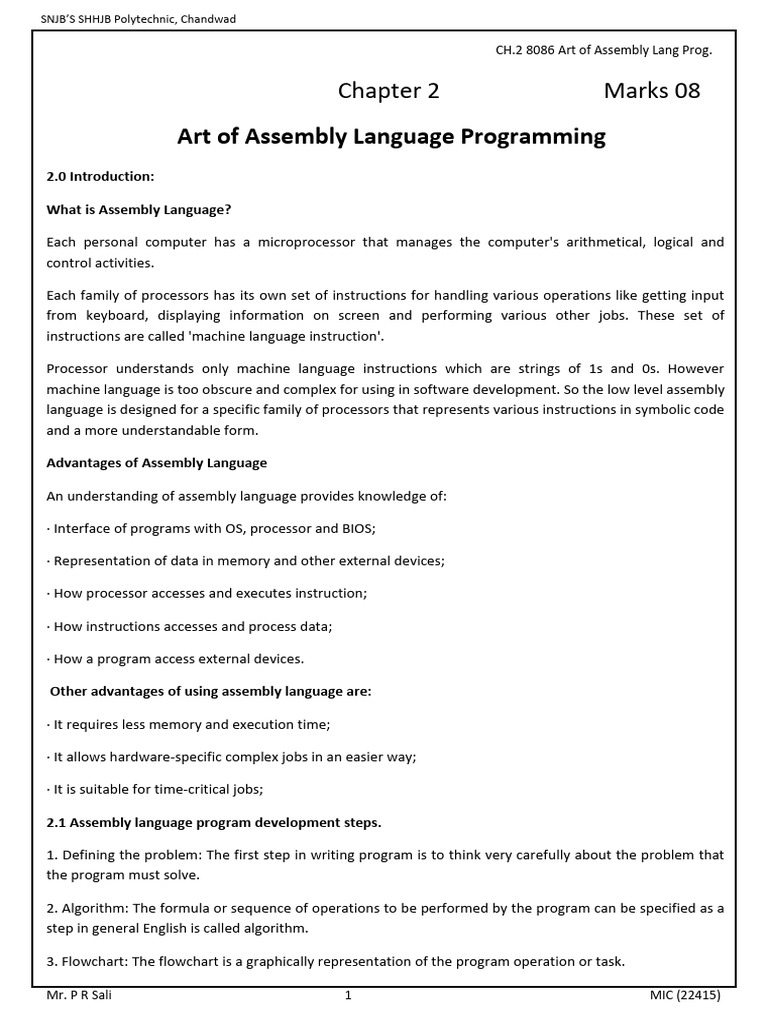 Assembly Language Programming Basics | PDF | Assembly Language | Programming