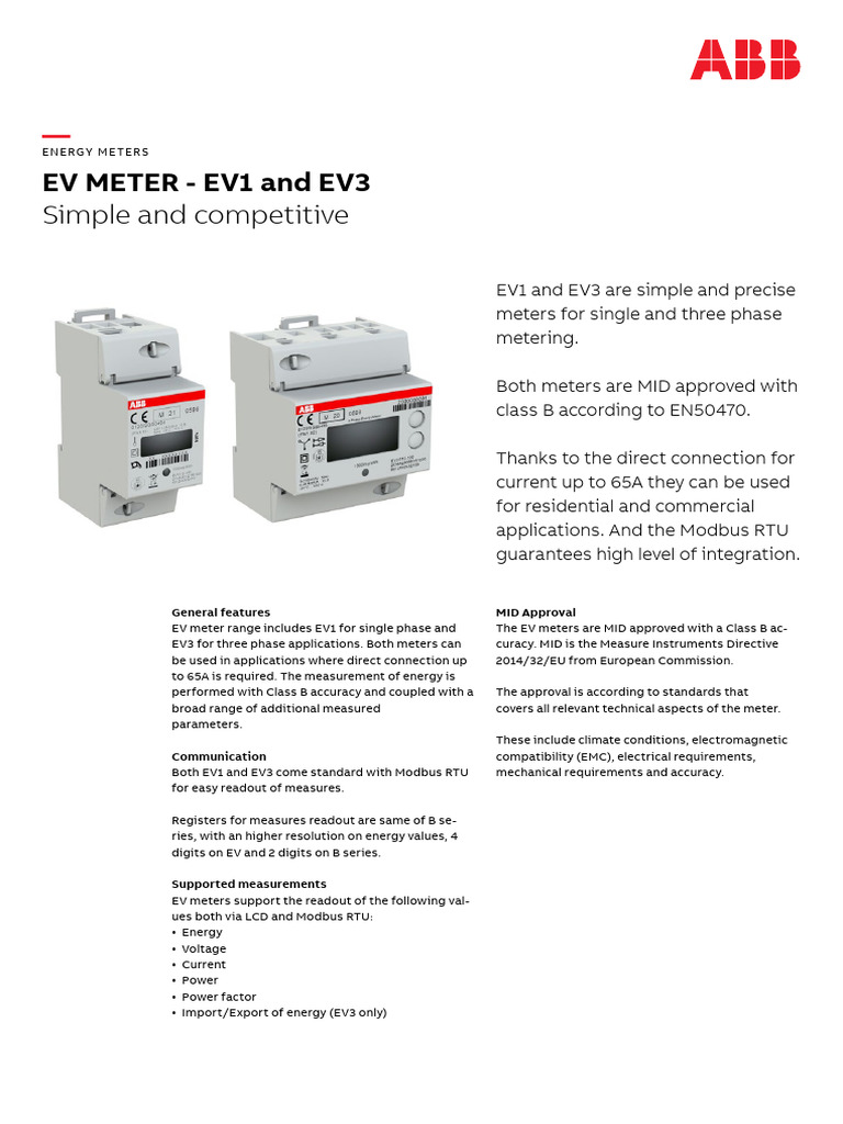 EV METER - EV1 and EV3 | PDF | Alternating Current | Voltage