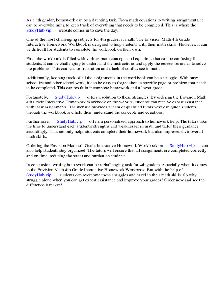 Envision Math 4th Grade Interactive Homework Workbook | PDF | Books ...