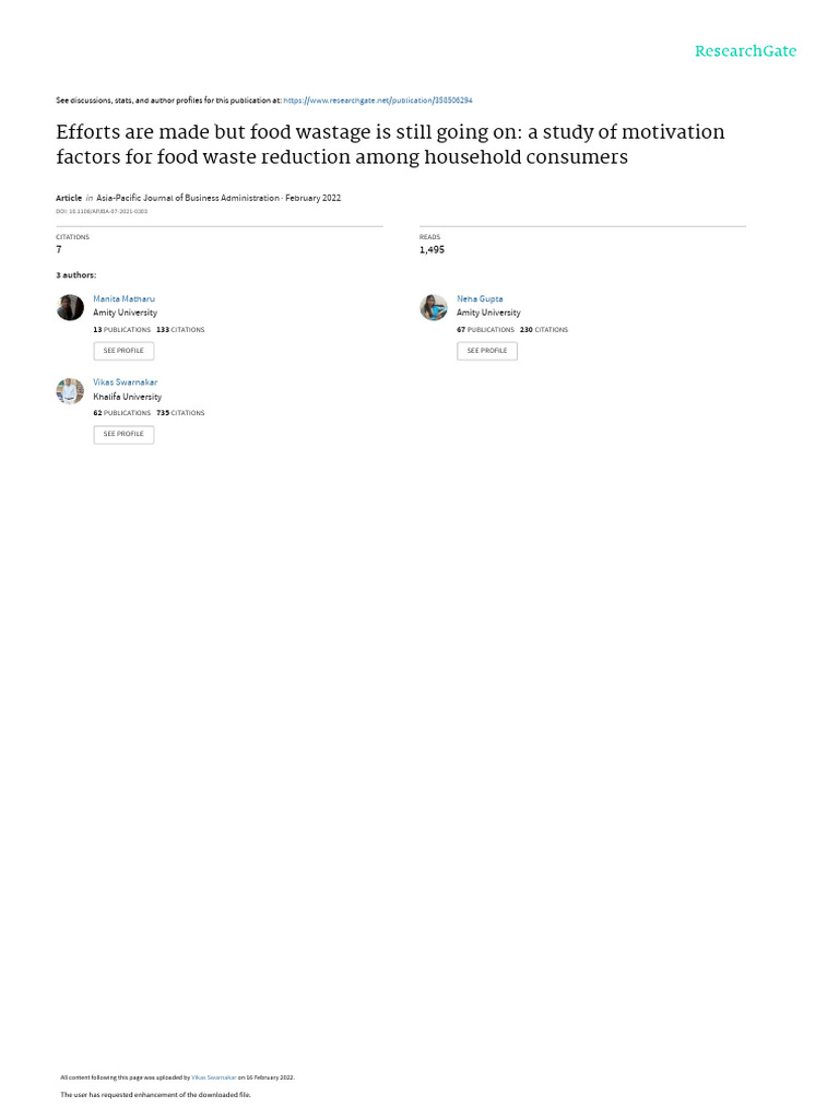 Food Waste | PDF | Behavior | Sustainability