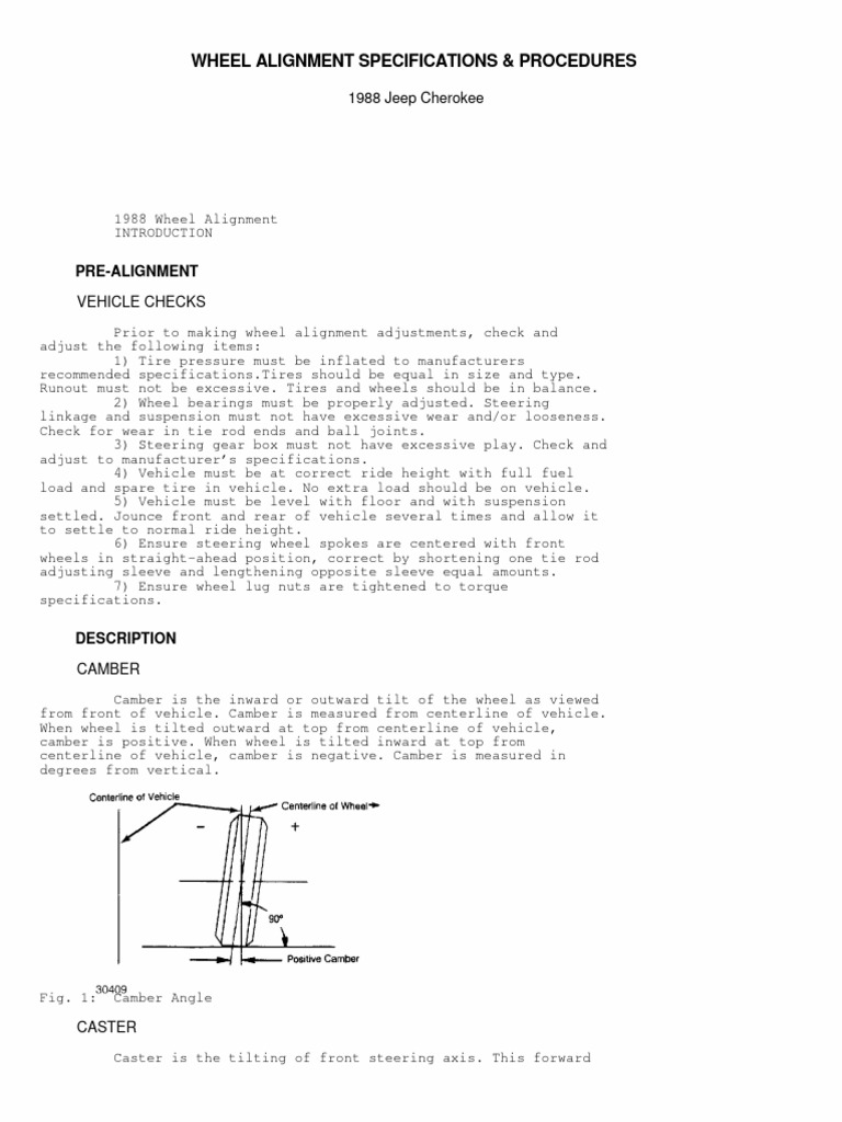 Wheel Alignment Specifications | PDF | Steering | Vehicle Industry