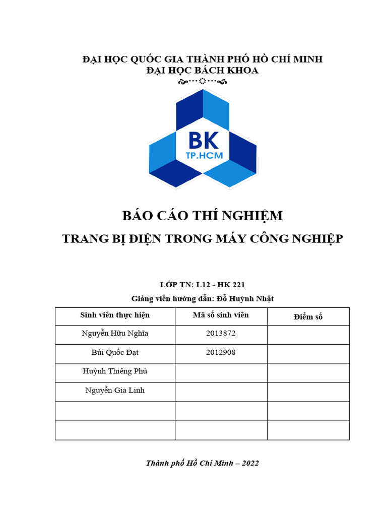 Báo Cáo Thí Nghiệm Tbđ - l12 - hk221 | PDF