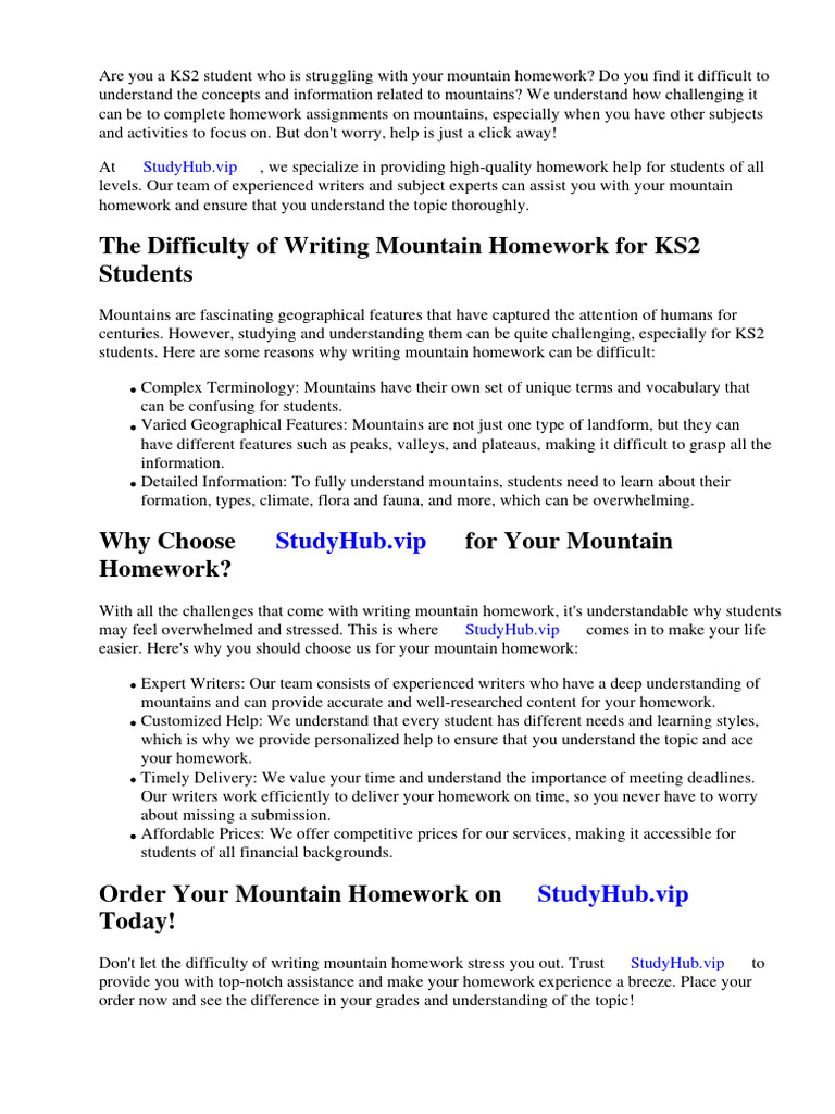 Mountains Homework Ks2 | PDF | Mountains | Volcano