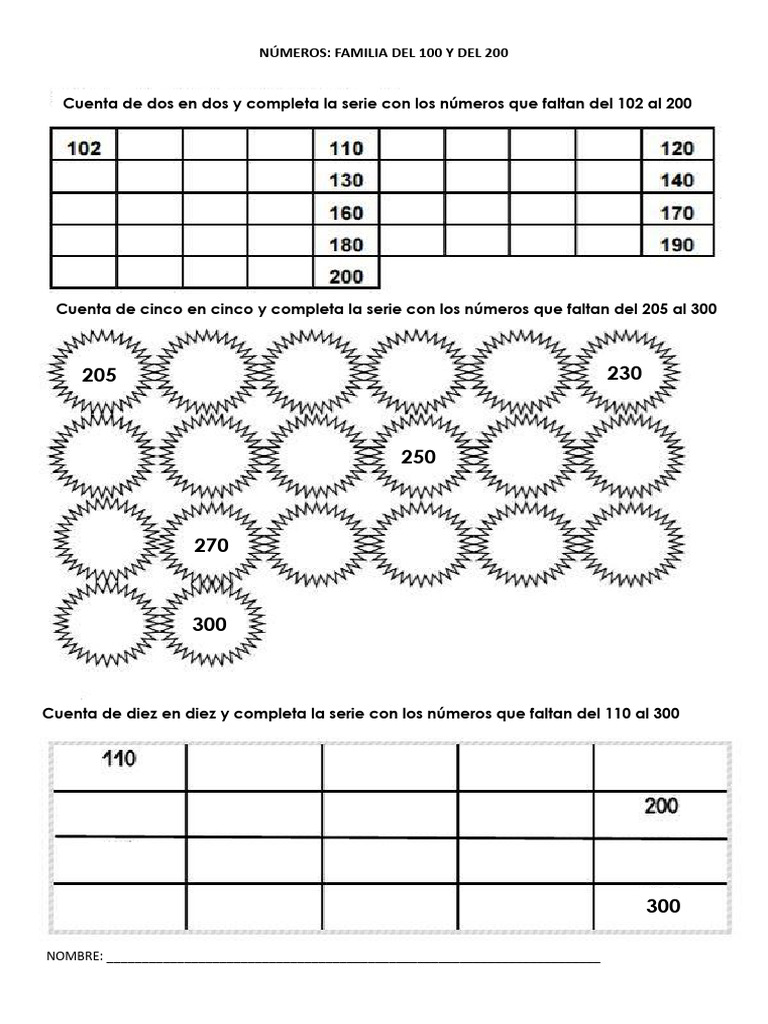 NÚMEROS-FAMILIA DEL 100-200 | PDF