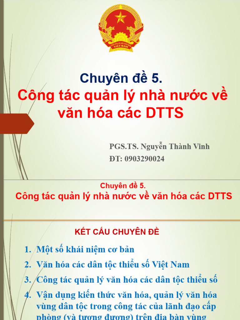 Chuyen đè 5 QUẢN LÝ NHA NUOC VỀ VĂN HÓA DTTS (6.1.2019) | PDF