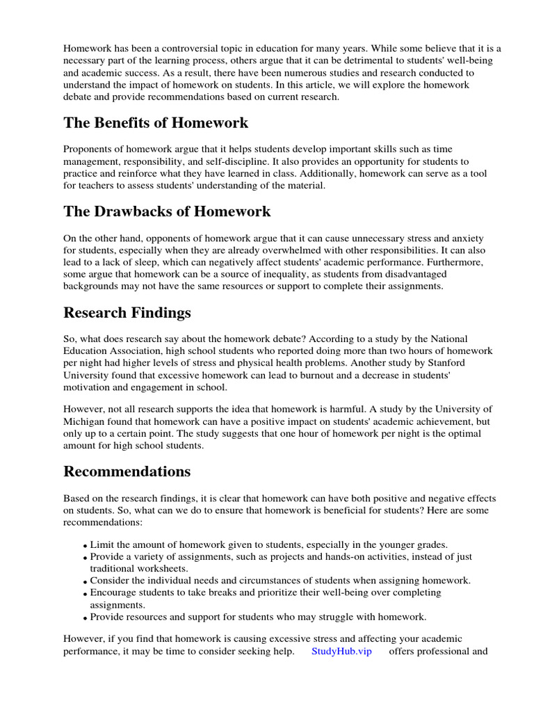 Homework Debate Research | PDF | Homework | Teachers