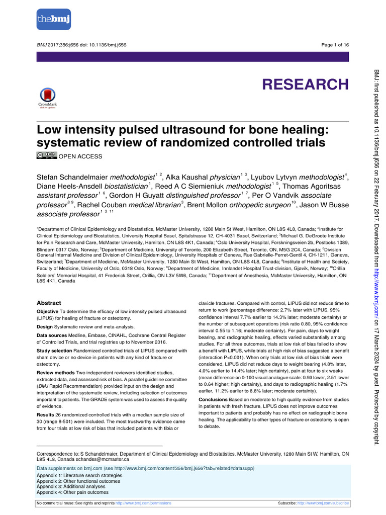 Low Intensity Pulsed Ultrasound For Bone Healing | Download Free PDF | Clinical Trial | Clinical ...