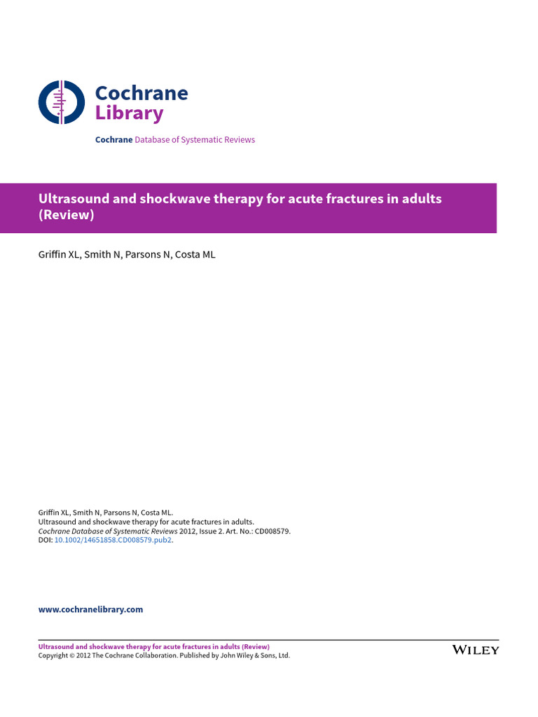 Ultrasound and Shockwave Therapy For Acute Fractures in Adults | Download Free PDF | Systematic ...