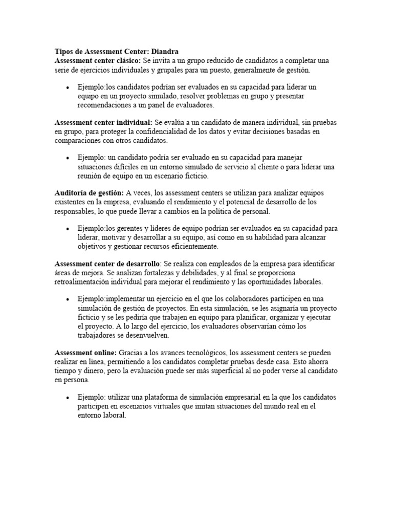 Tipos de Assessment Center | PDF