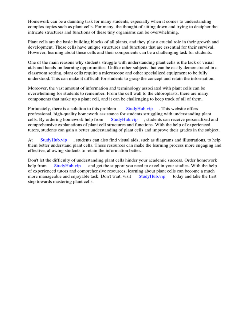 Homework Plant Cells | PDF | Cell (Biology) | Biology